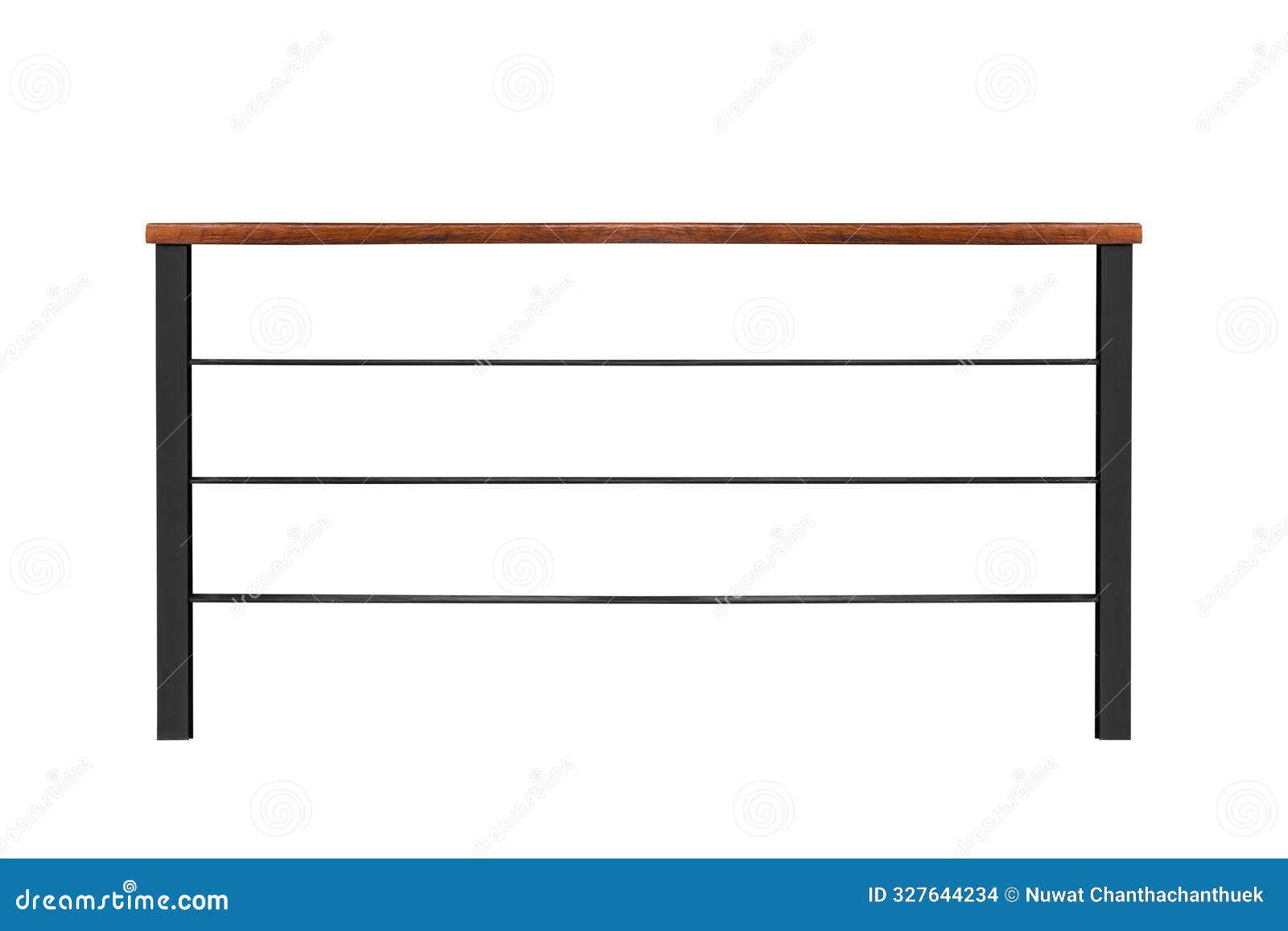 Steel Railing with Wood on Top Isolated on White Background Stock Photo ...