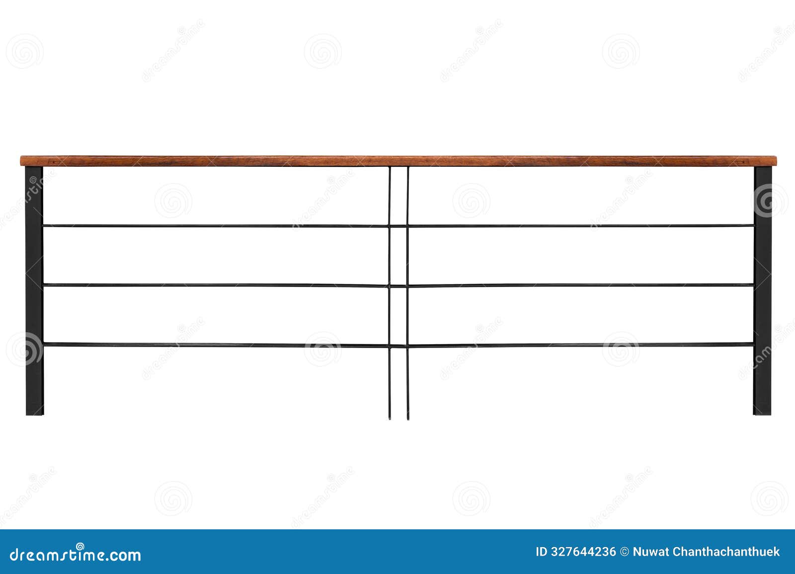 Steel Railing with Wood on Top Isolated on White Background Stock Photo ...