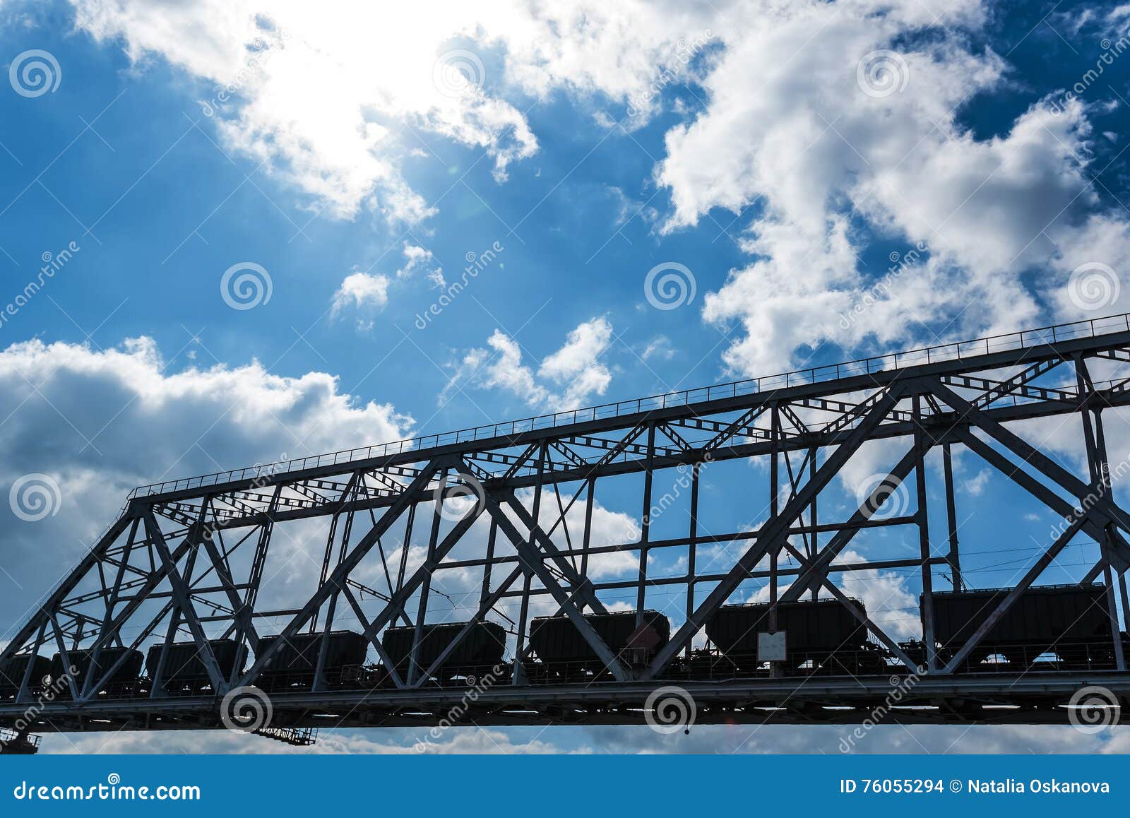 Steel railroad bridge stock photo. Image of stones, river - 76055294