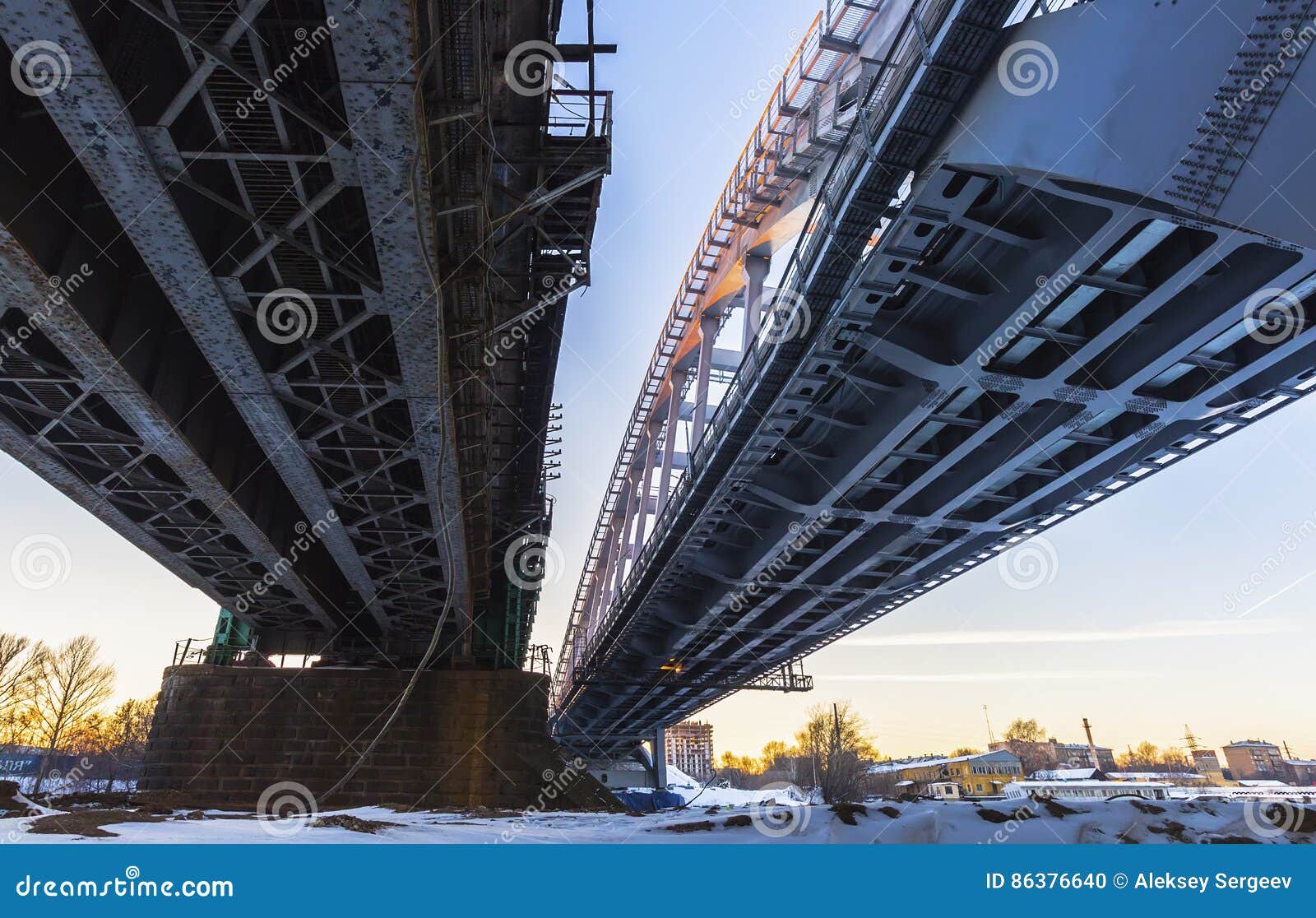 Steel Railroad Bridge at Sundown Stock Photo - Image of railway, bridge ...