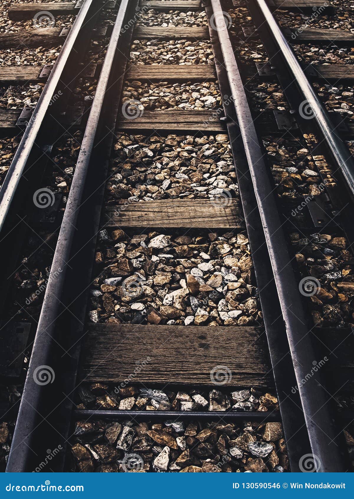 Steel railroad tracks stock photo. Image of track, path - 130590546