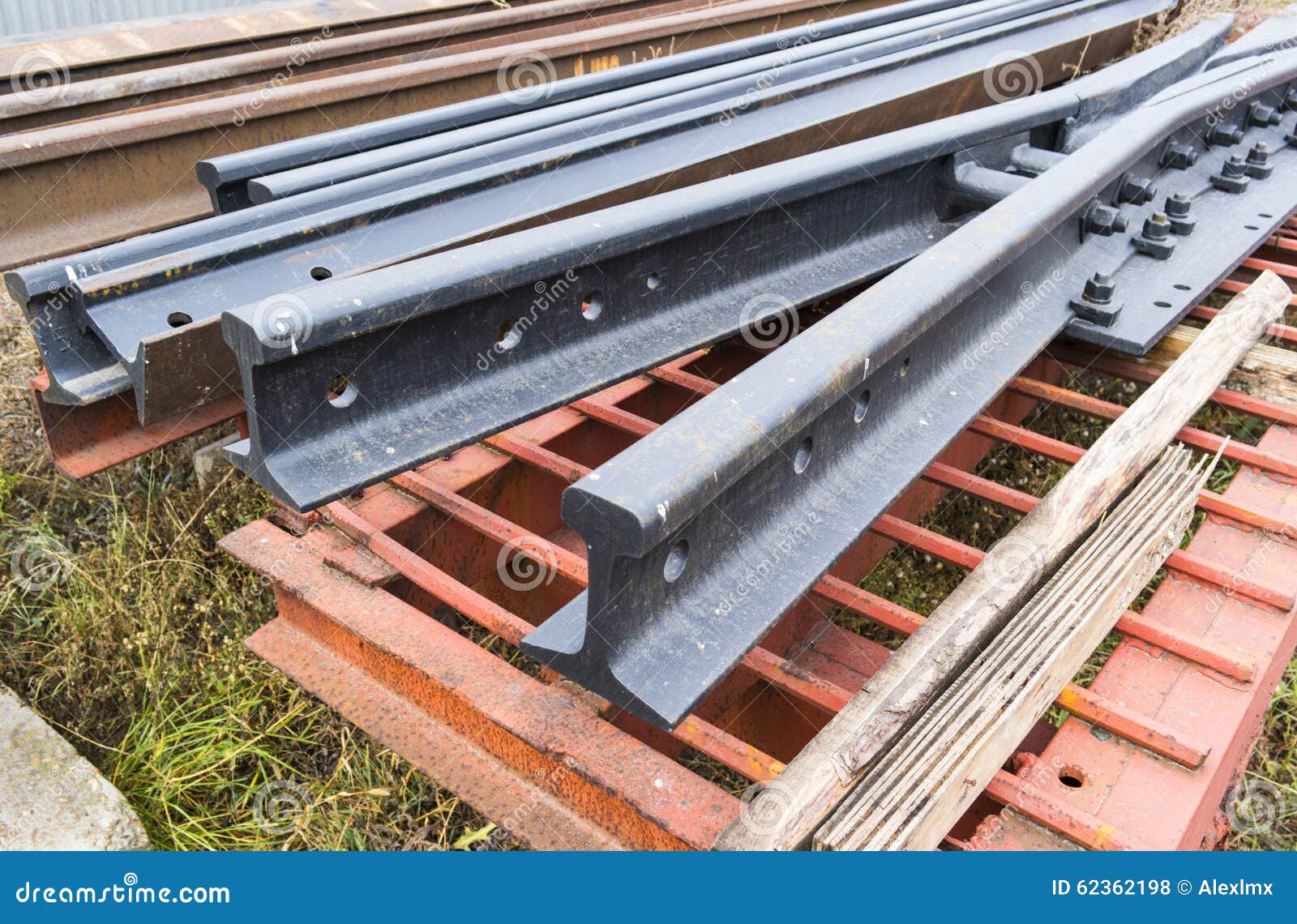 Steel rails in factory stock photo. Image of metallic - 62362198