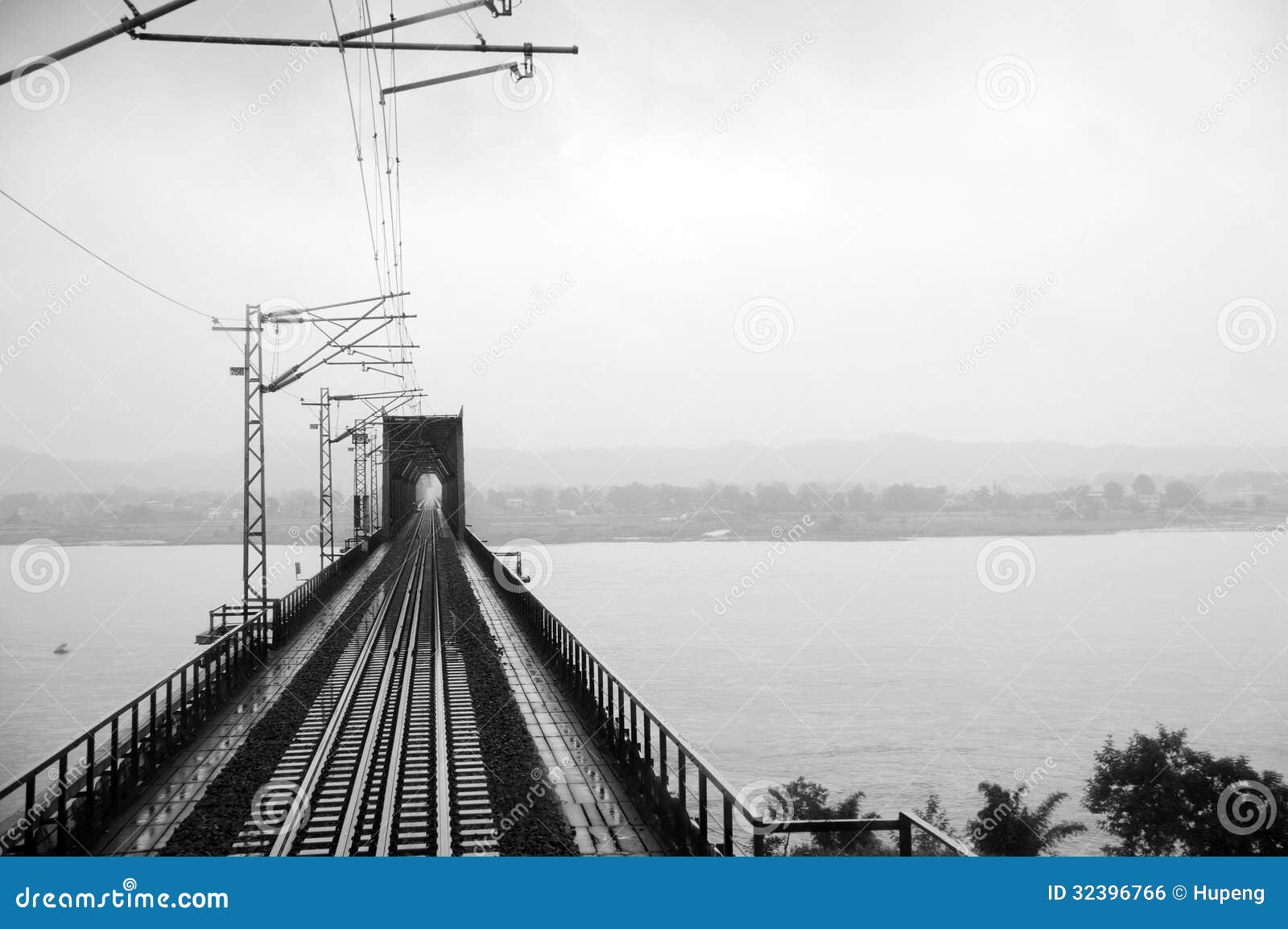 Steel Railway Bridge in Black and White Stock Photo - Image of ...