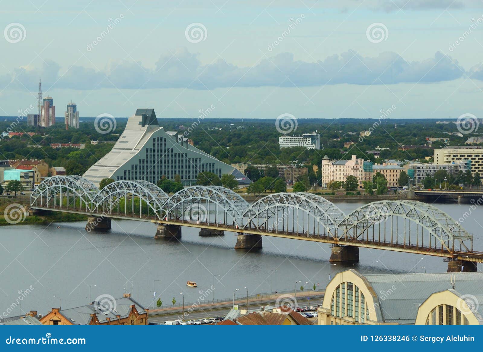 The Steel Railway Bridge in Riga, Latvia on the Daugava River Editorial ...