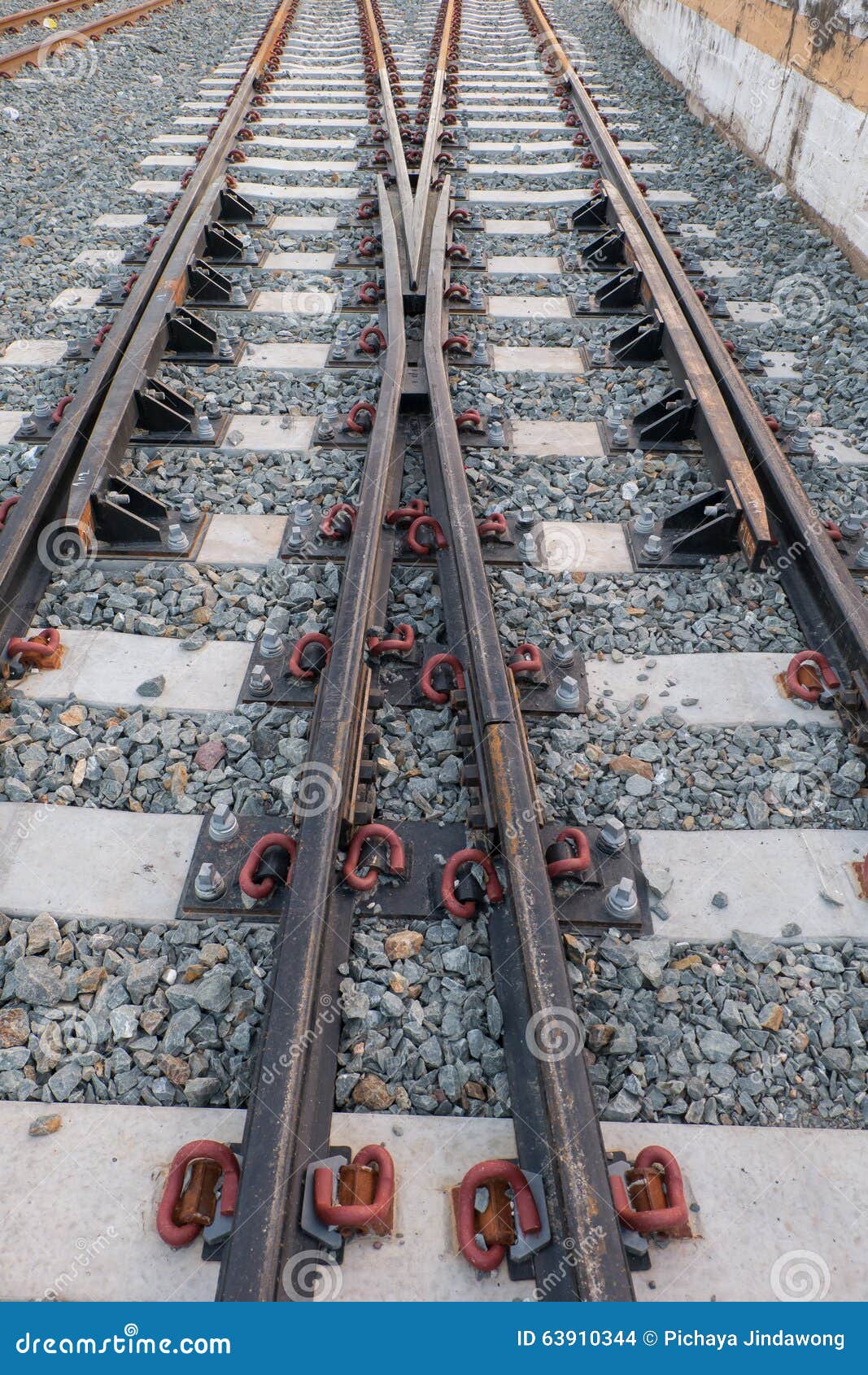 Steel railway tracks stock photo. Image of iron, long - 63910344