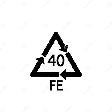 Steel Recycling Symbol FE 40 , Metals Recycling Code FE 40 , Vector ...