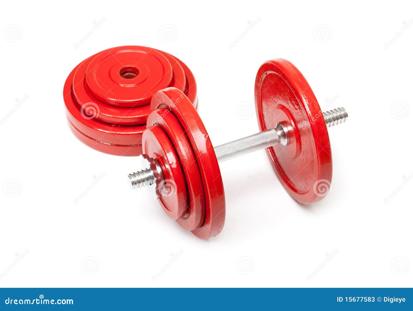 Steel, red dumbbells stock image. Image of iron, concept - 15677583
