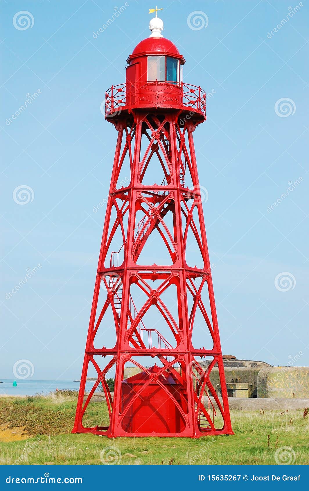 Steel Red Lighthouse stock image. Image of netherlands - 15635267