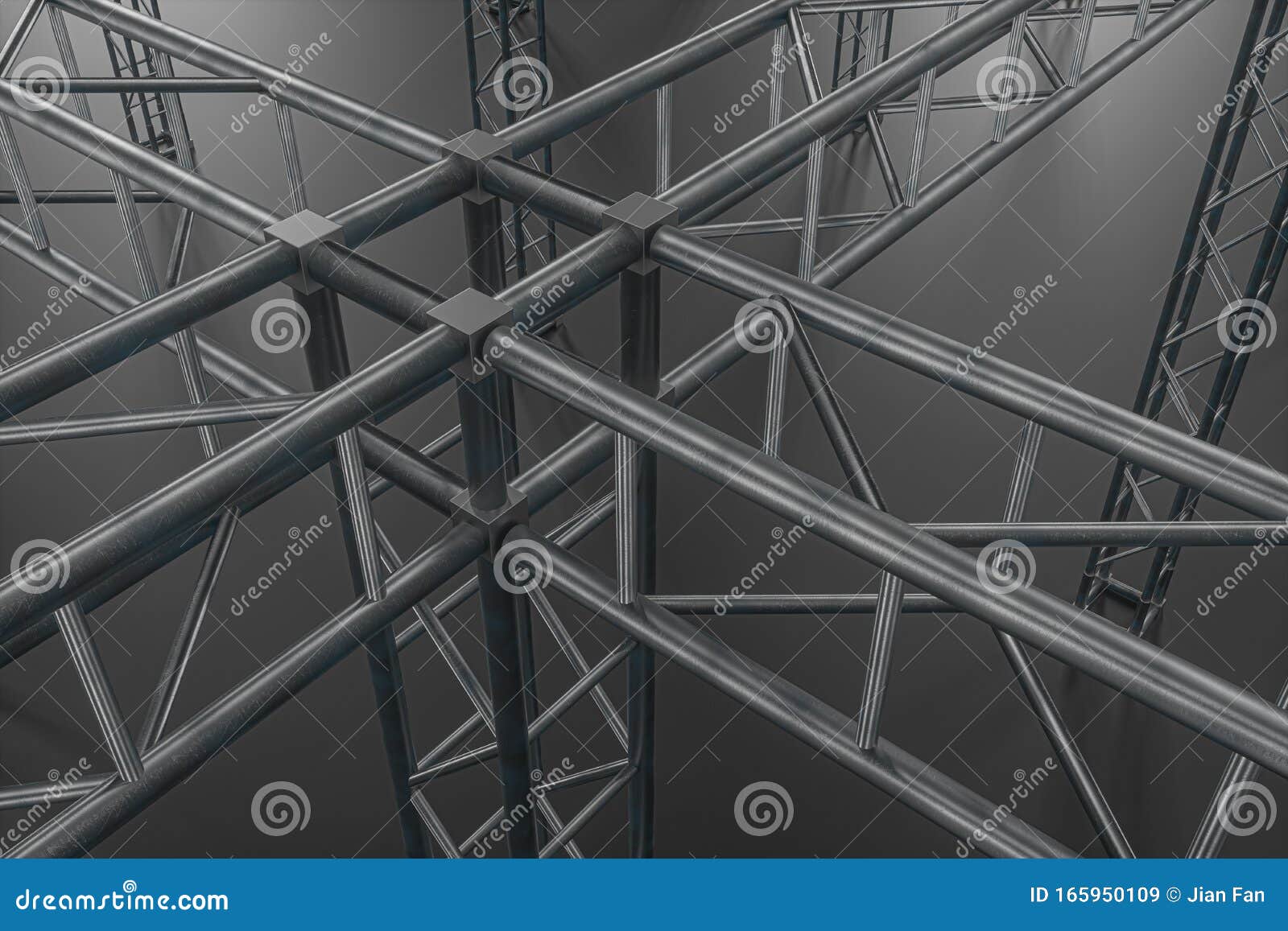 Steel Reinforcement with Dark Background, 3d Rendering Stock ...