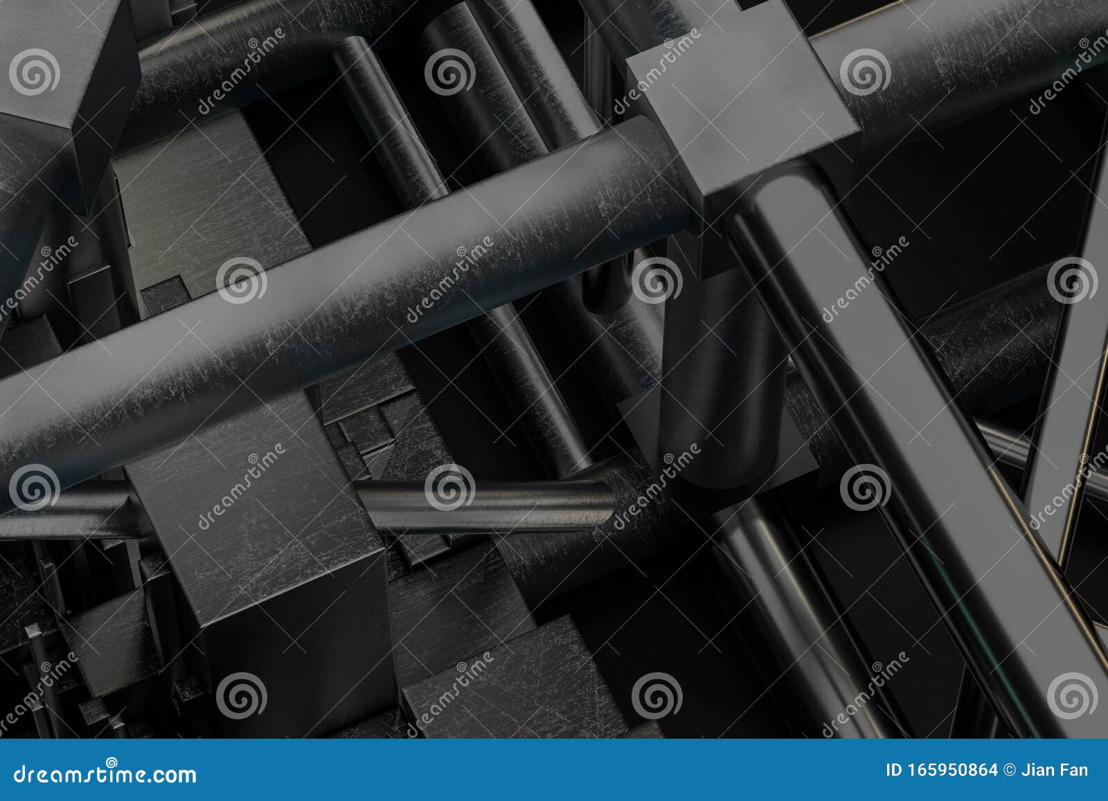 Steel Reinforcement with Dark Background, 3d Rendering Stock ...
