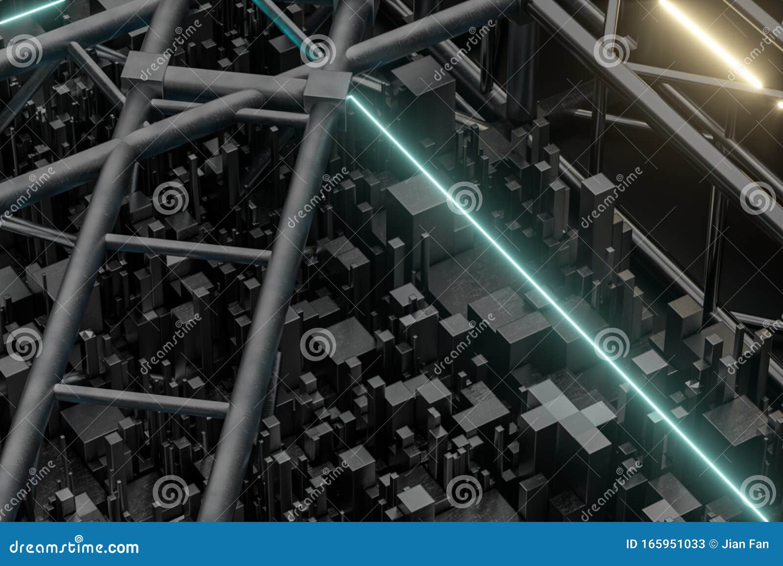 Steel Reinforcement with Dark Background, 3d Rendering Stock ...