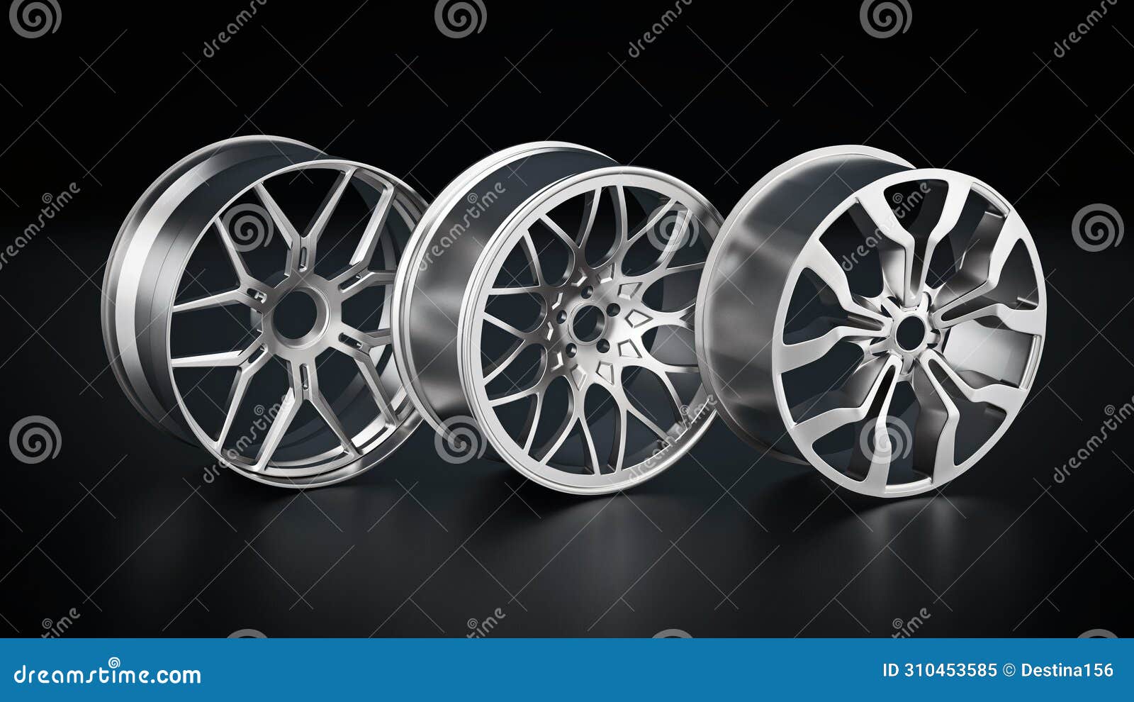 Steel Rims on Black Background. 3D Illustration Stock Illustration ...