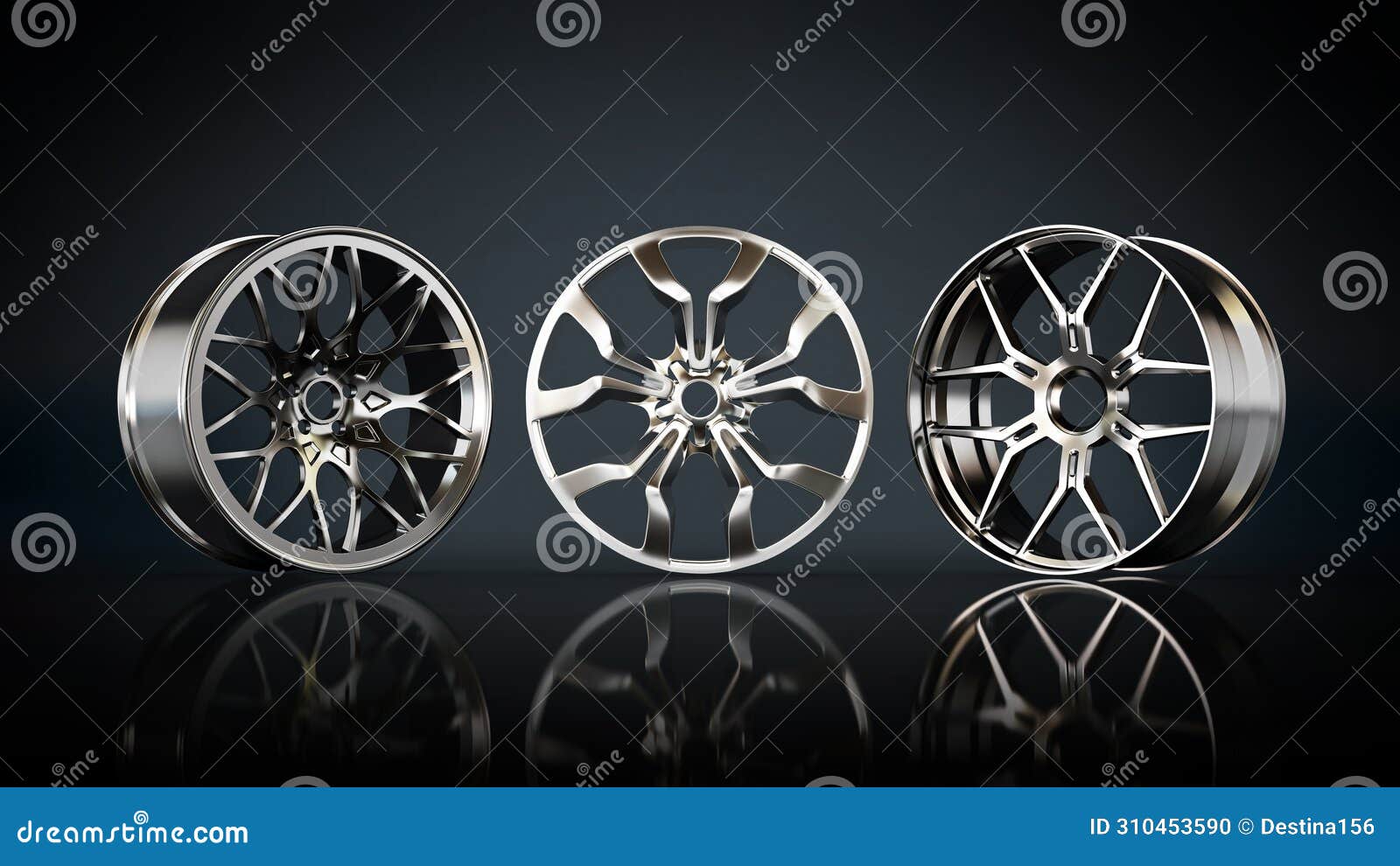 Steel Rims on Black Background. 3D Illustration Stock Illustration ...