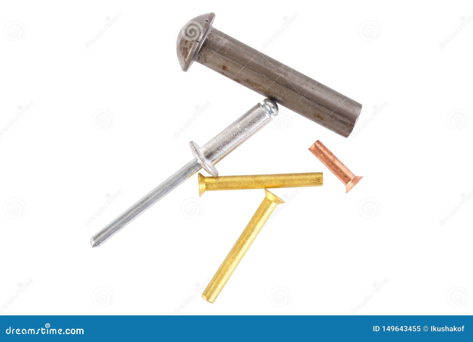 Steel Rivets on a White Background Stock Image - Image of closeup ...
