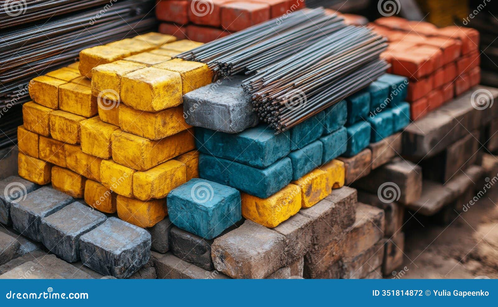 Steel Rods and Construction Materials Stacked in a Warehouse for ...