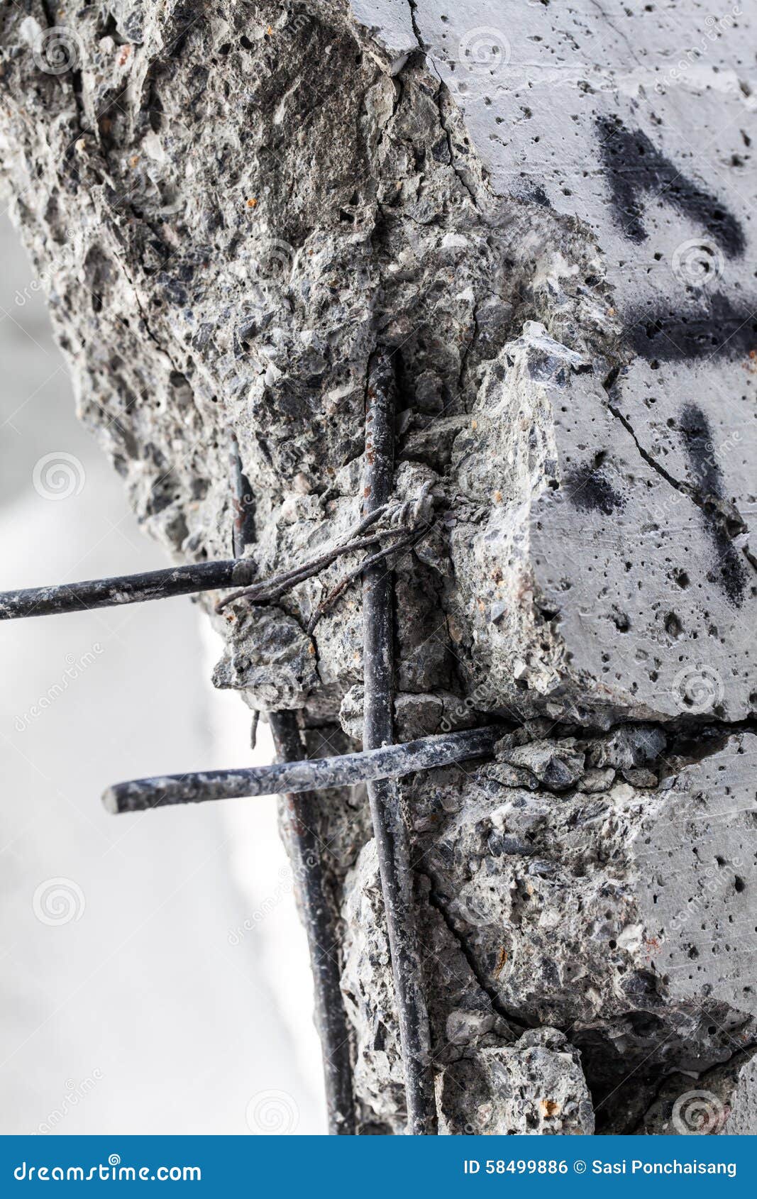 Steel Rods Protruding from the Cracked Concrete Stock Photo - Image of ...