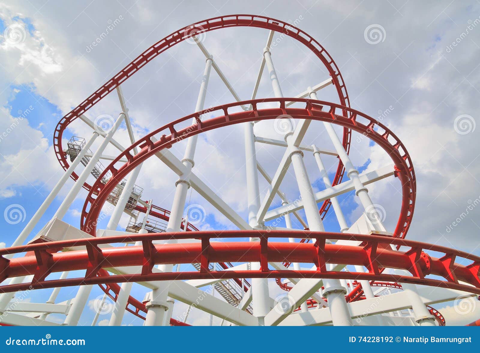 A steel roller coaster stock photo. Image of speed, danger - 74228192