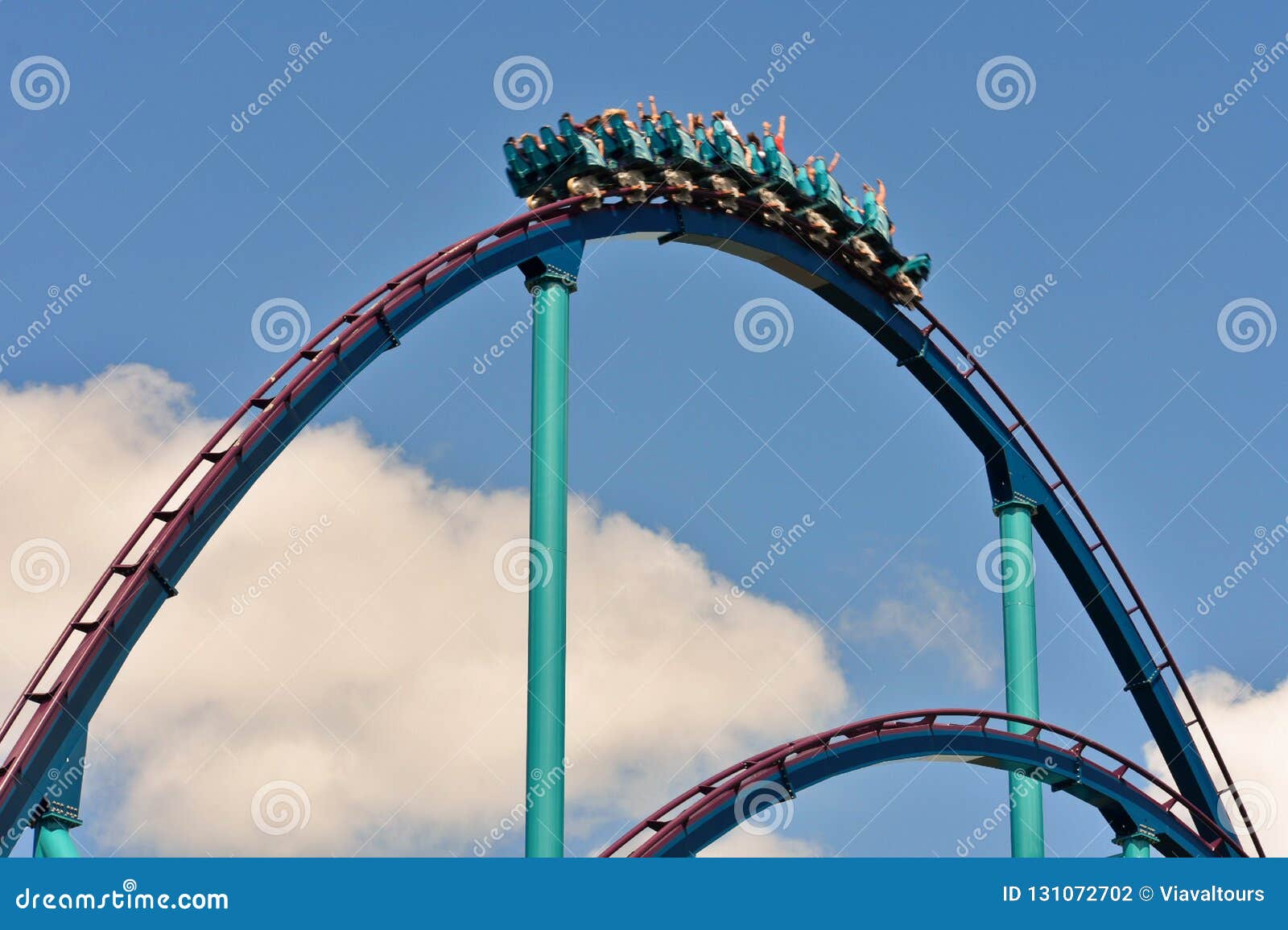 Steel Roller Coaster in the Park. Editorial Photography - Image of city ...