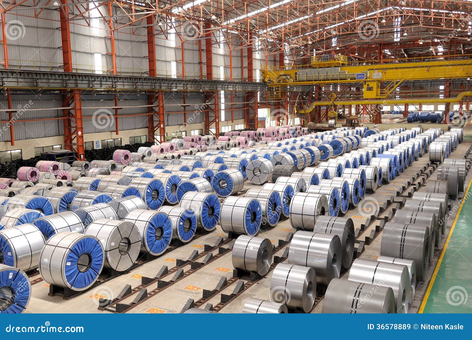 Steel Rolls in Factory stock image. Image of indoors - 36578889