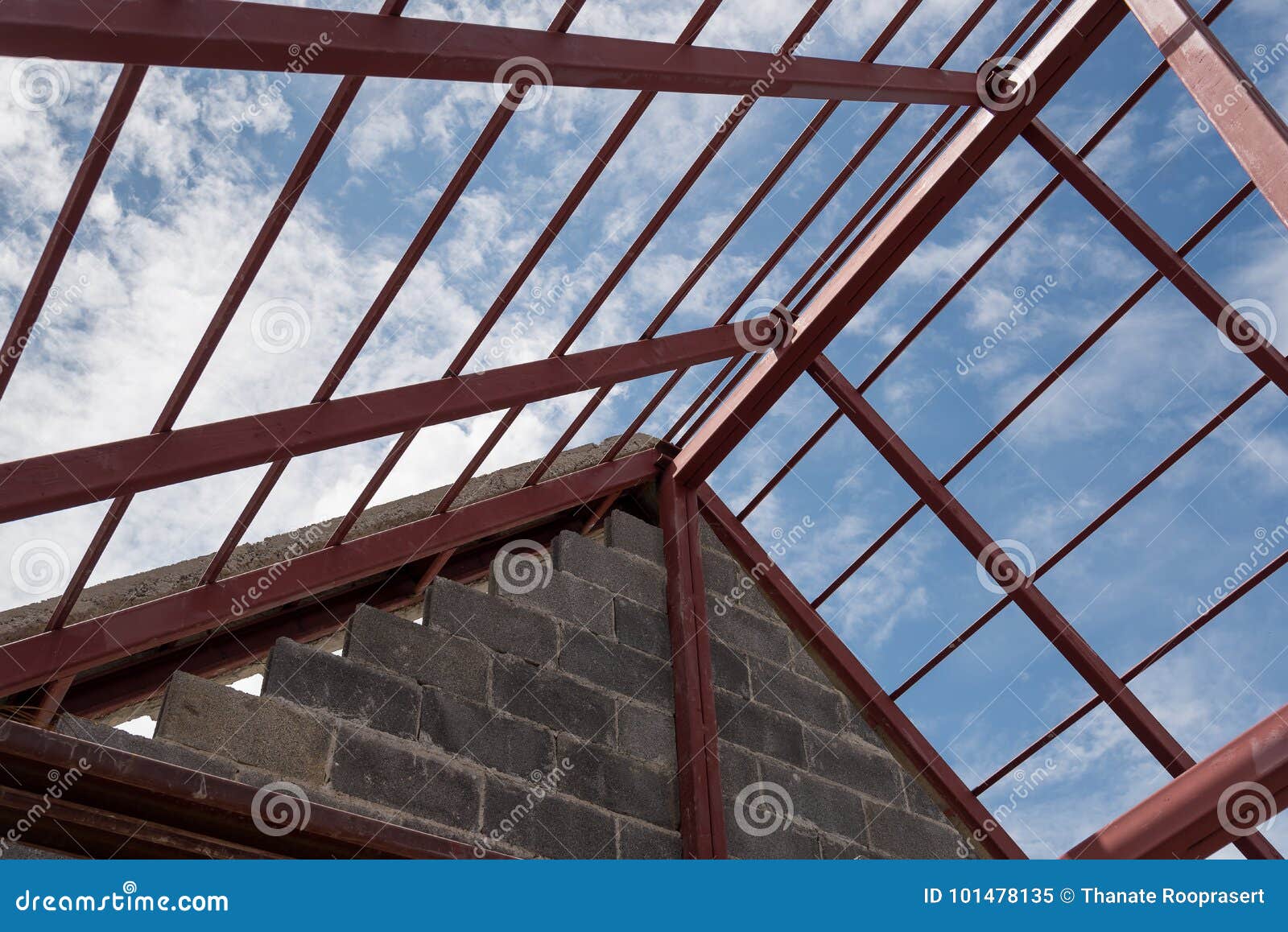 Steel Roof Frame of Building. Stock Image - Image of housing, framework ...