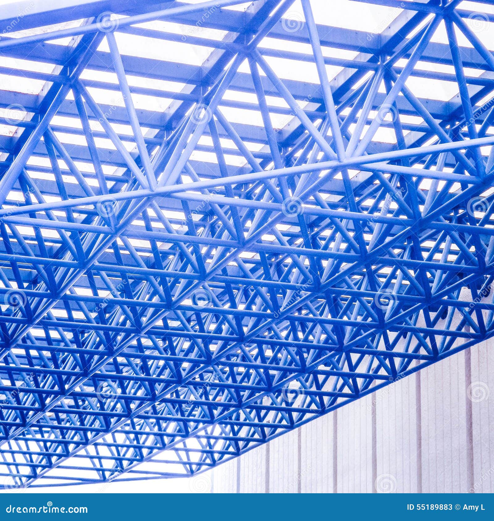 Steel Roof Structure in Blue Tone Stock Image - Image of engineering ...