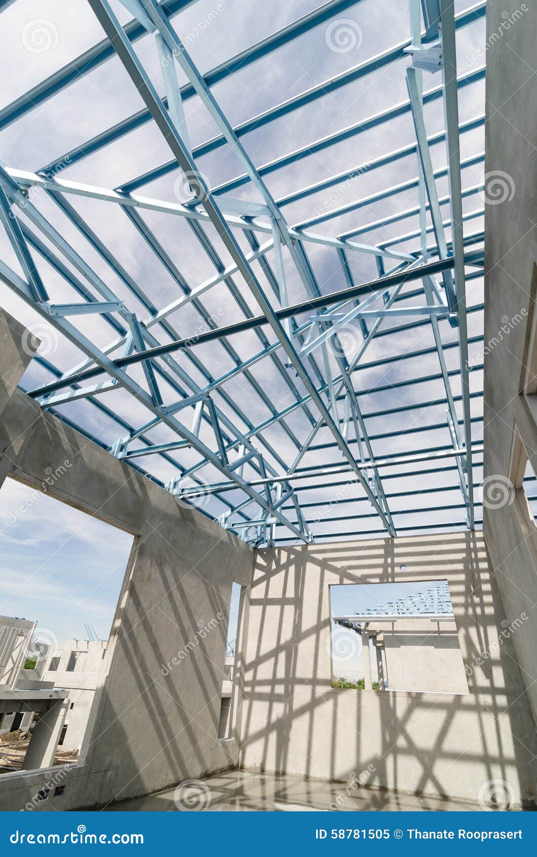 Steel Roof-32 stock image. Image of frame, beam, wallpaper - 58781505