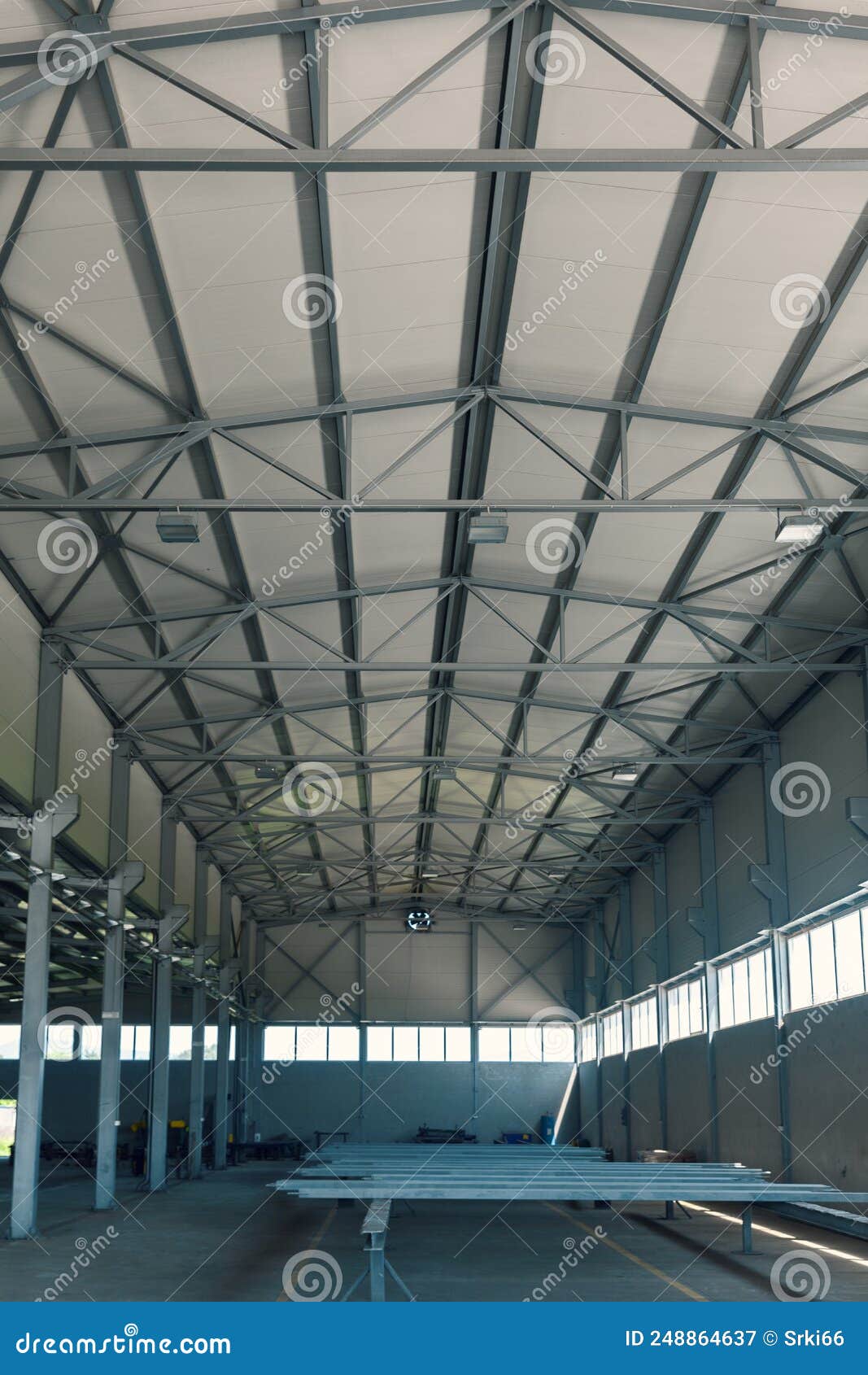 Steel Roof Structure of the Hall Stock Image - Image of industrial ...