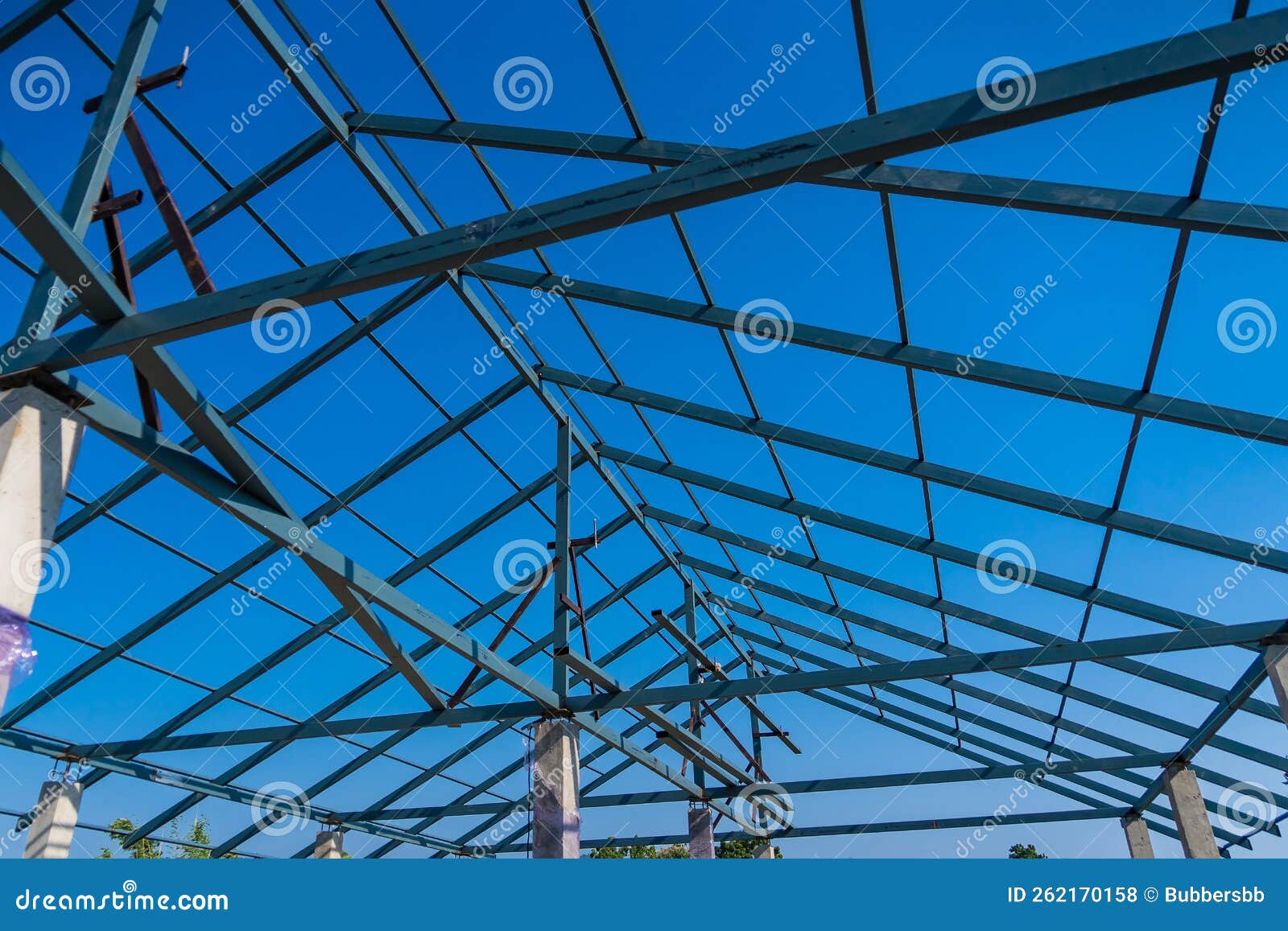 Steel Roof Structure for House Construction Stock Photo - Image of ...