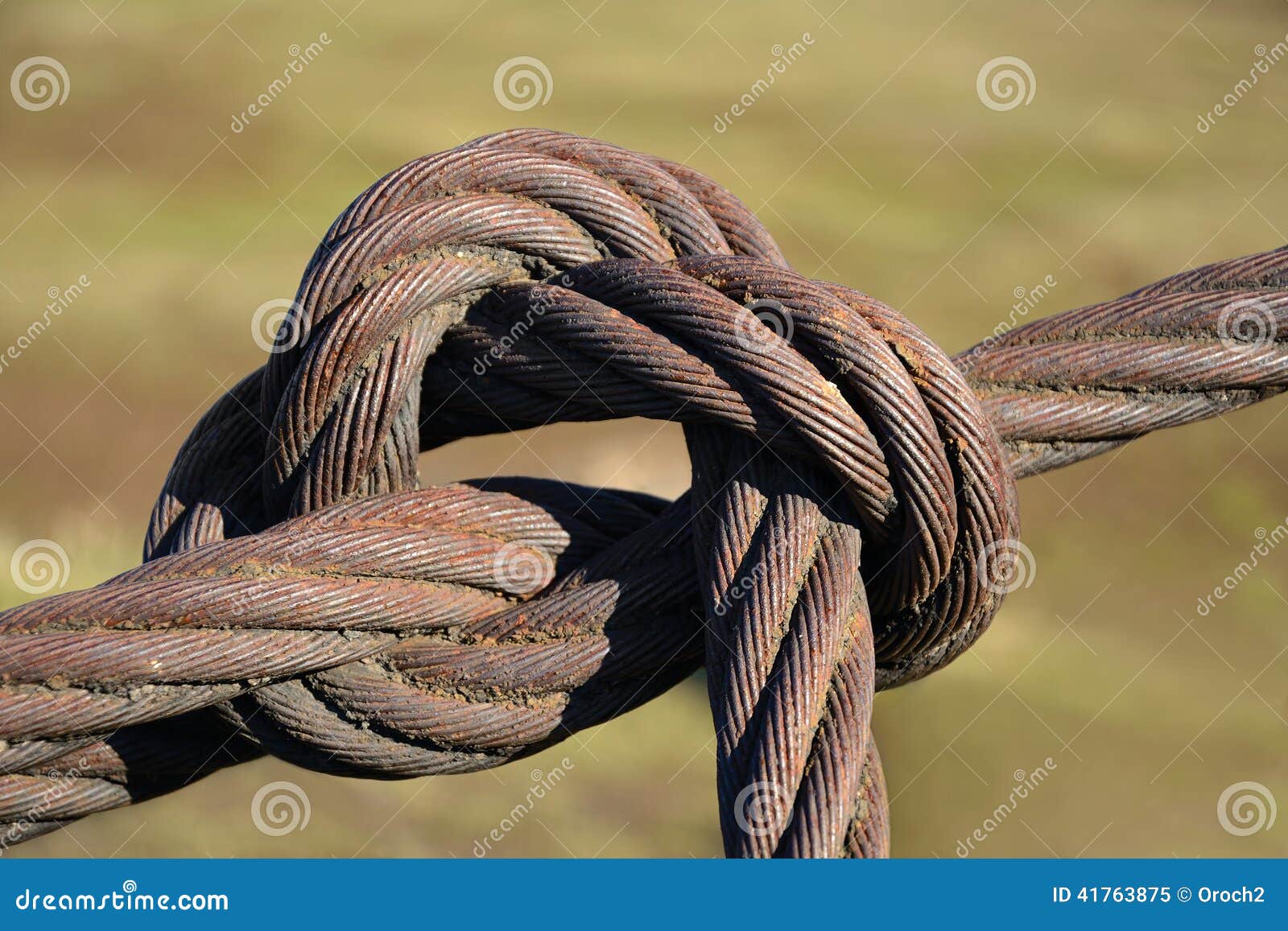 Steel Rope, Tied with a Knot Stock Image - Image of connection, lock ...