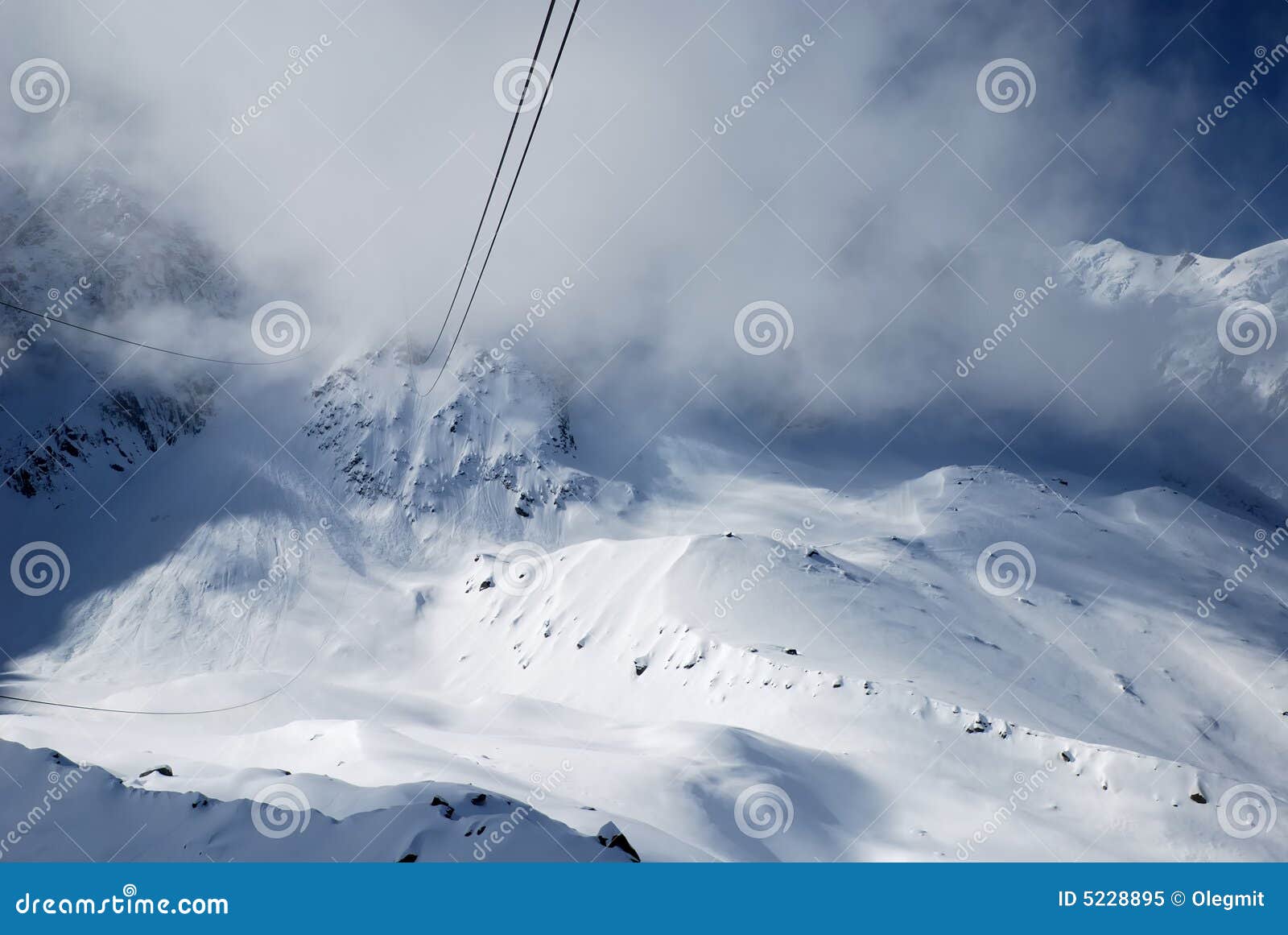 Steel Ropes Against Snow Glacier Slope Picture. Image: 5228895