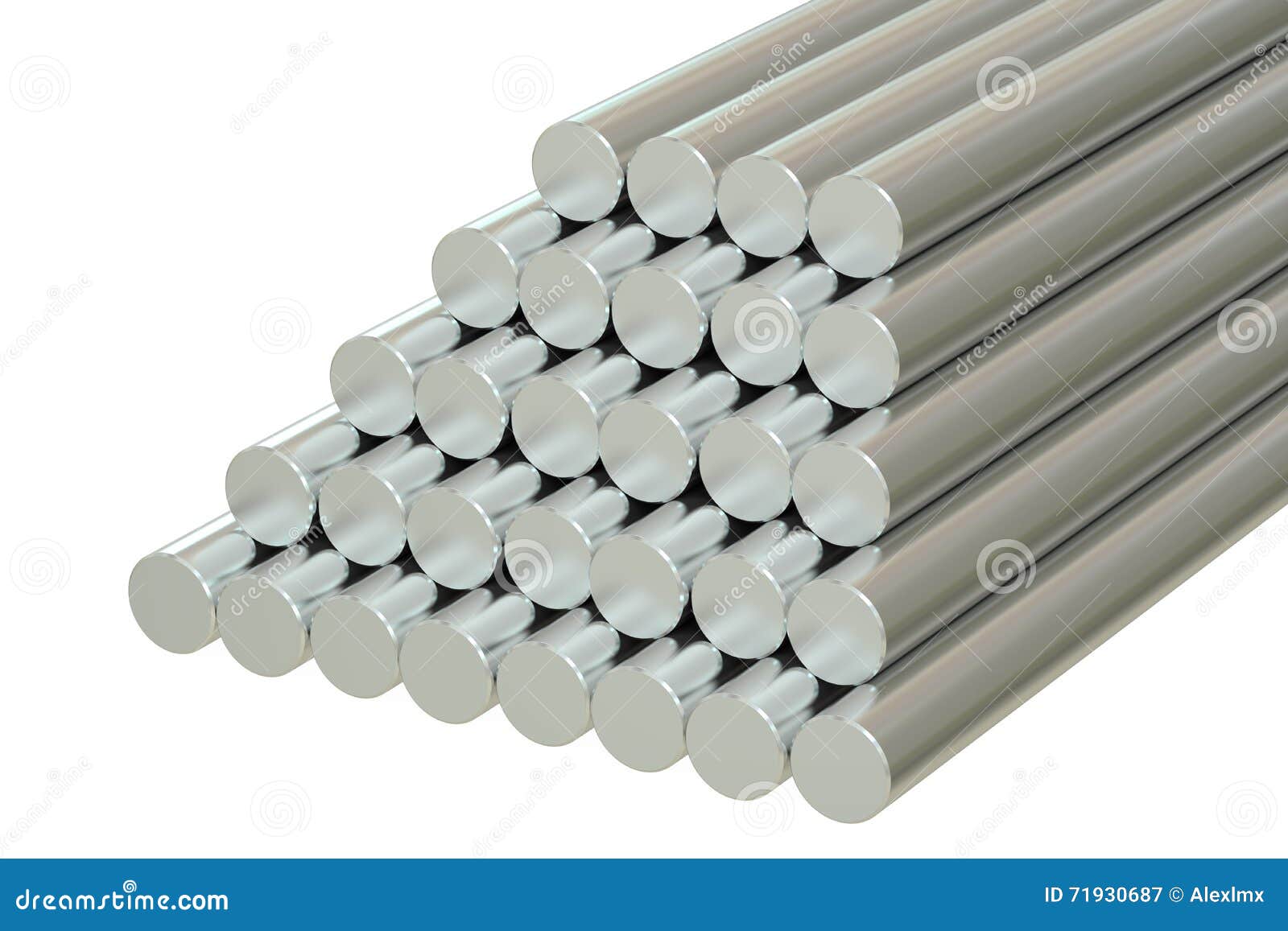 Steel Round Bars, 3D Rendering Stock Illustration - Illustration of ...