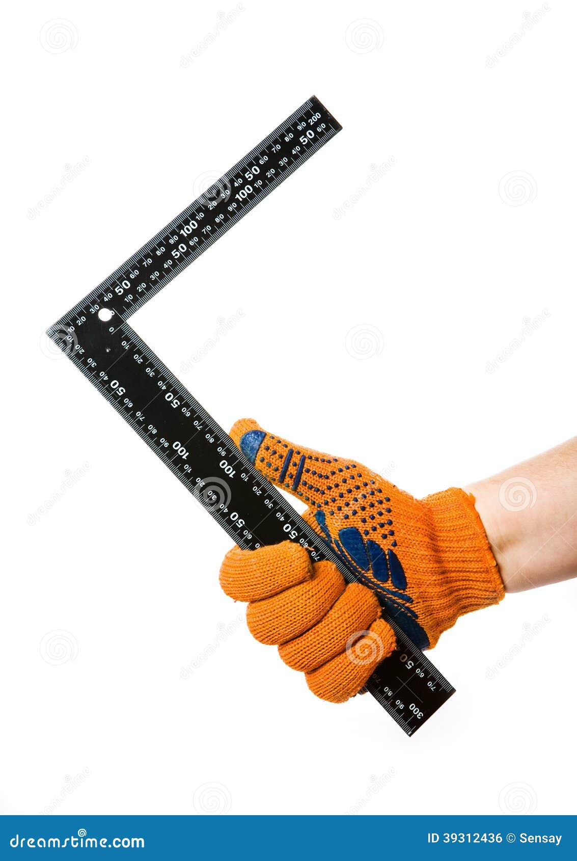 Steel Ruler in hand stock photo. Image of professional - 39312436
