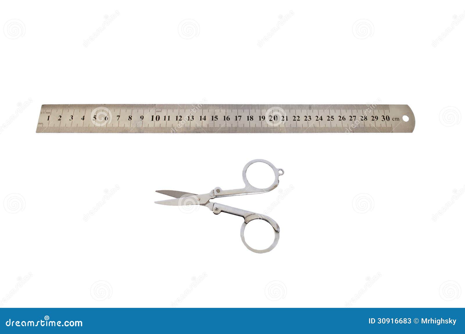 Steel ruler and scissors stock image. Image of basic - 30916683
