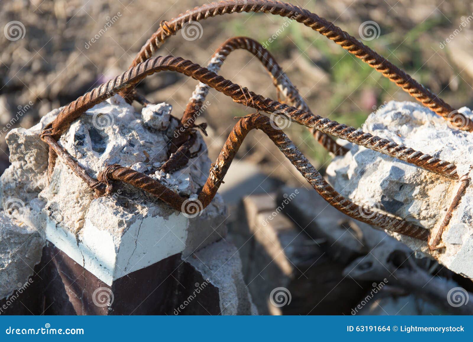Steel Rusty Rods in Concrete. Stock Photo - Image of engineering, bend ...