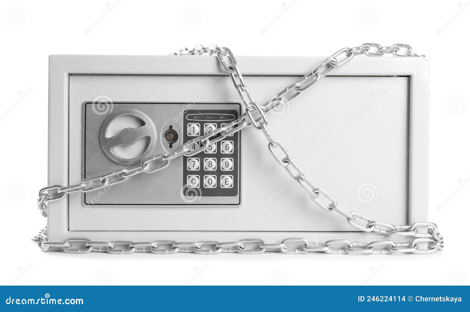 Steel Safe with Chain Isolated on White Stock Photo - Image of banking ...
