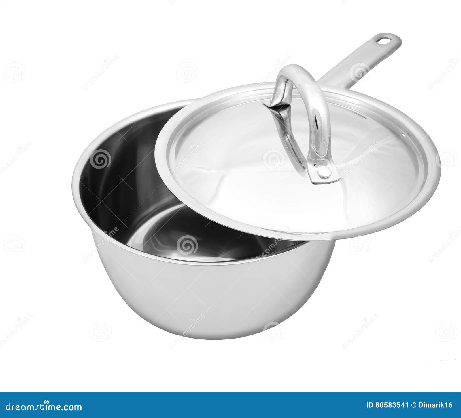 Steel Saucepan with Opened Cover Isolated on White Stock Image - Image ...