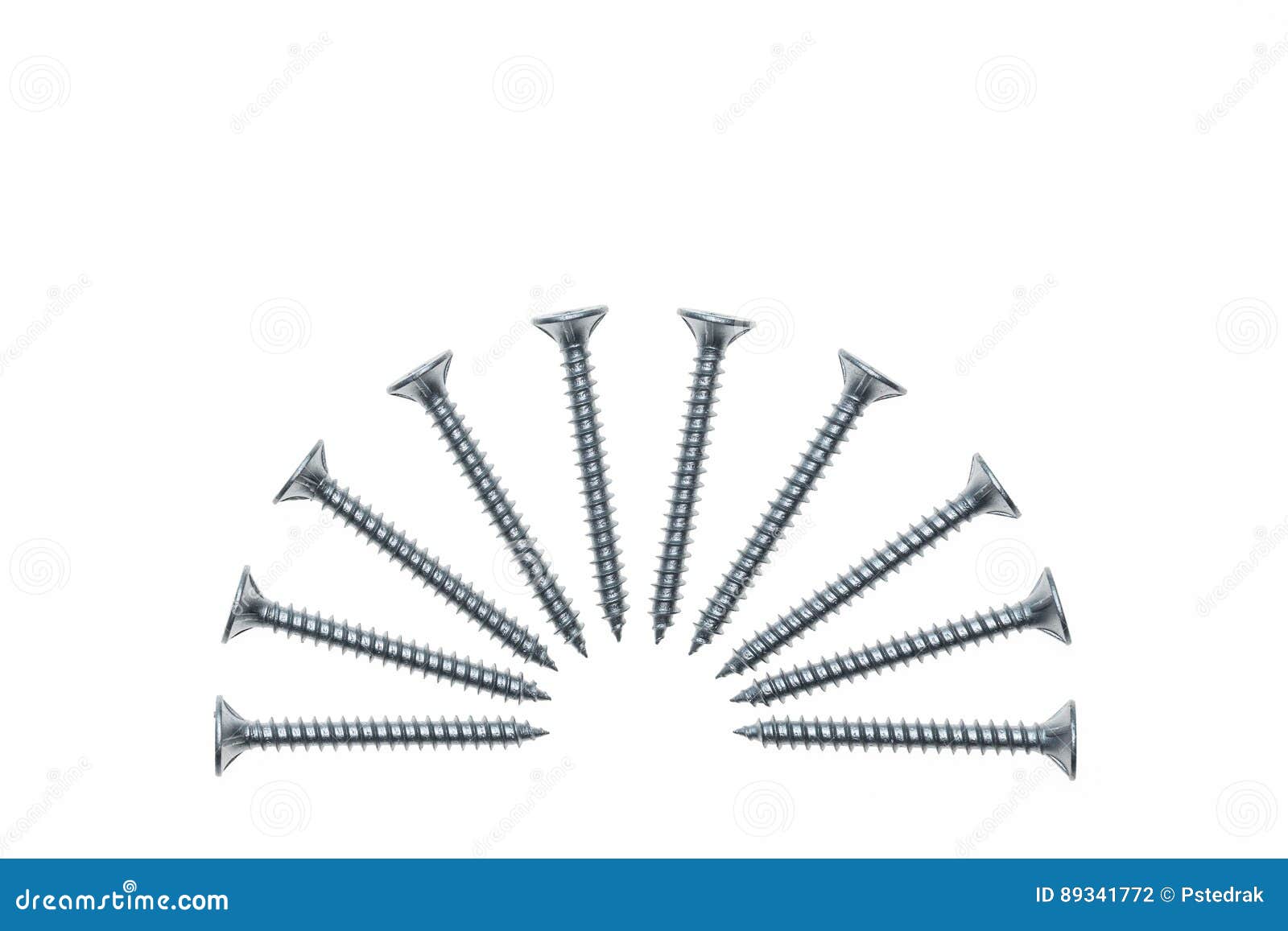 Steel Screws Arranged in Semi-circle on White Background Stock Photo ...