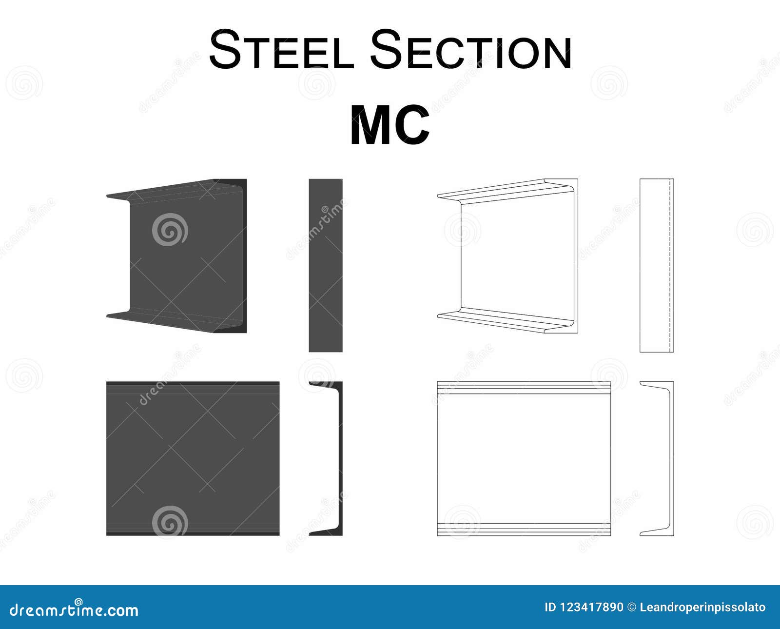 Steel section MC stock vector. Illustration of construction - 123417890