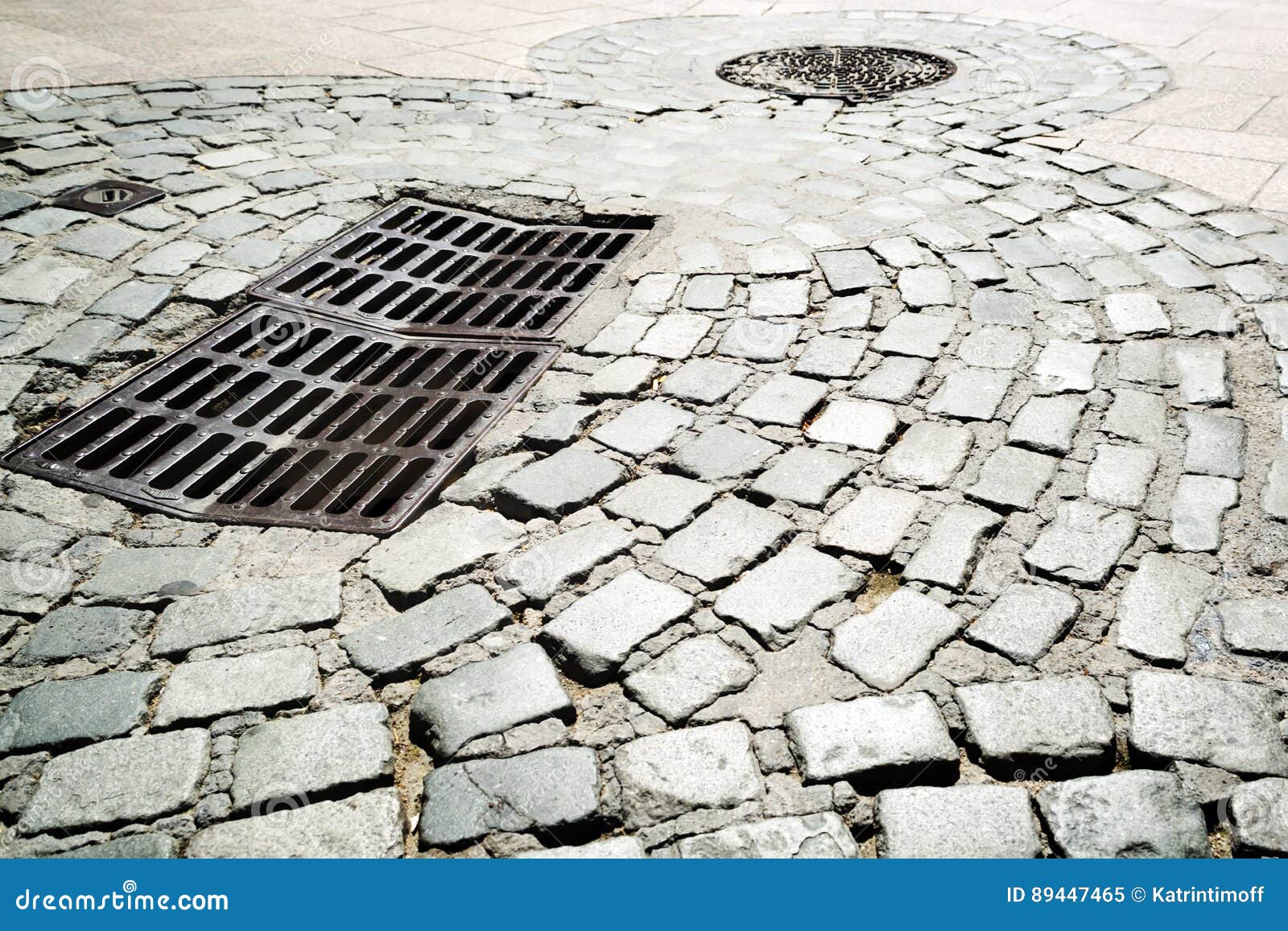 Steel Sewer Manhole on Road Stock Image - Image of ground, block: 89447465