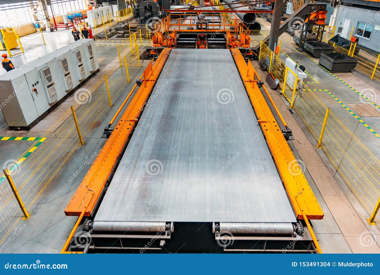 Steel Sheet Moving on Roller Conveyor, Aerial View Stock Photo - Image ...