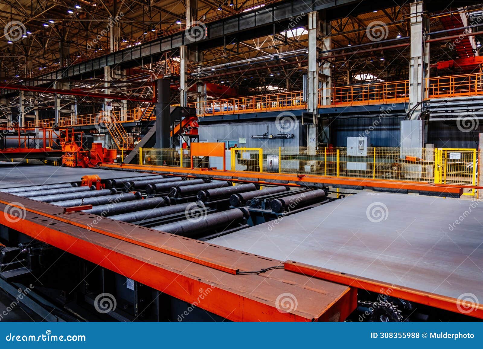 Steel Sheet Moving on Roller Conveyor in Metalworking Workshop Stock ...