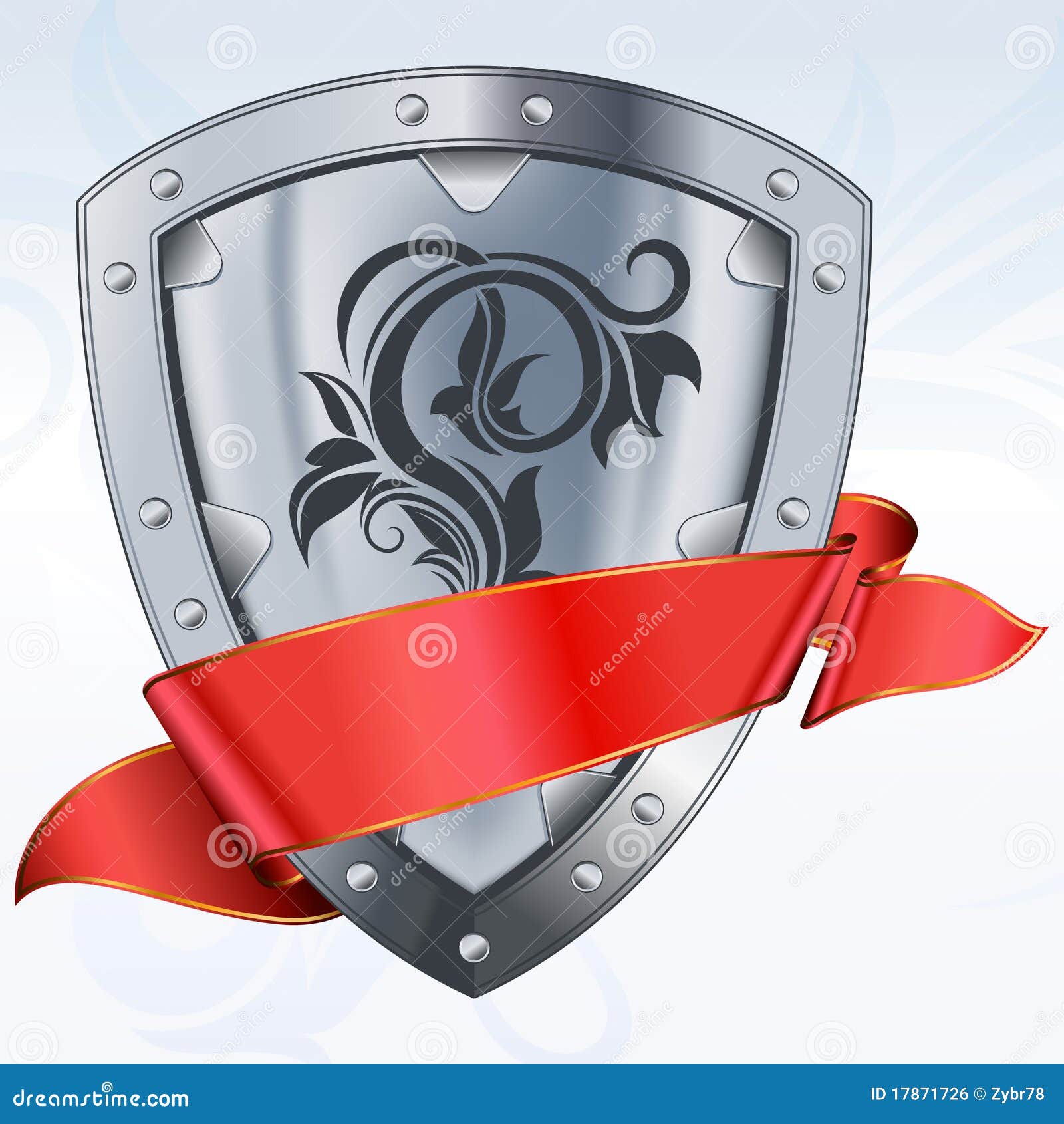 Steel Shield With Ribbon Vector Illustration | CartoonDealer.com #18141220
