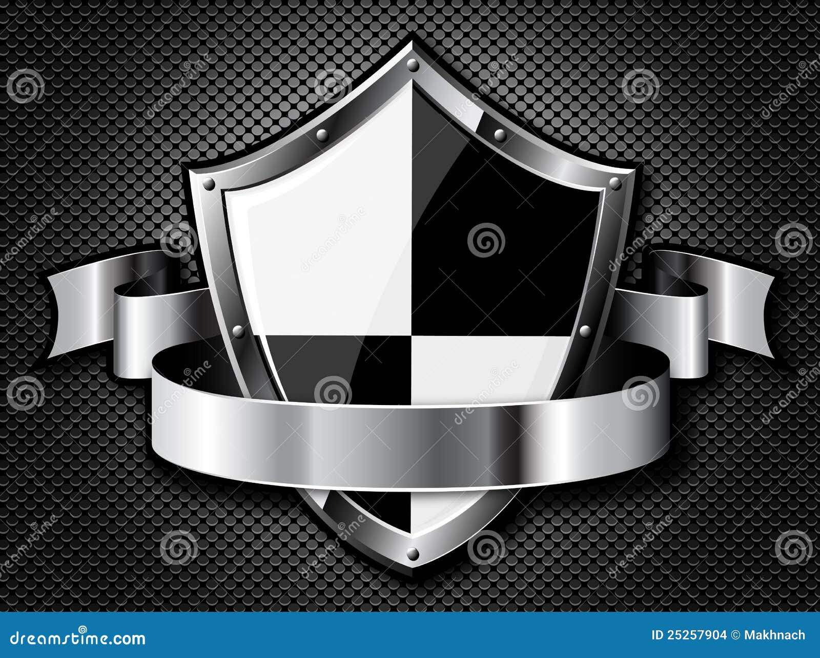 Steel shield with ribbon stock vector. Illustration of metal - 25257904