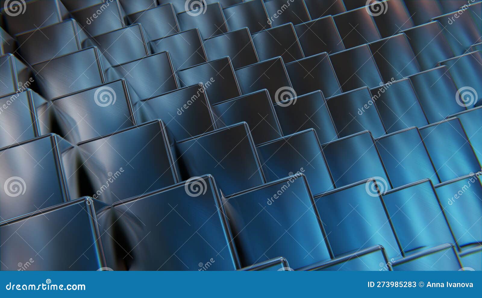 Steel Shiny Blue Cubes, Abstract Symmetrical Background. 3d Render ...