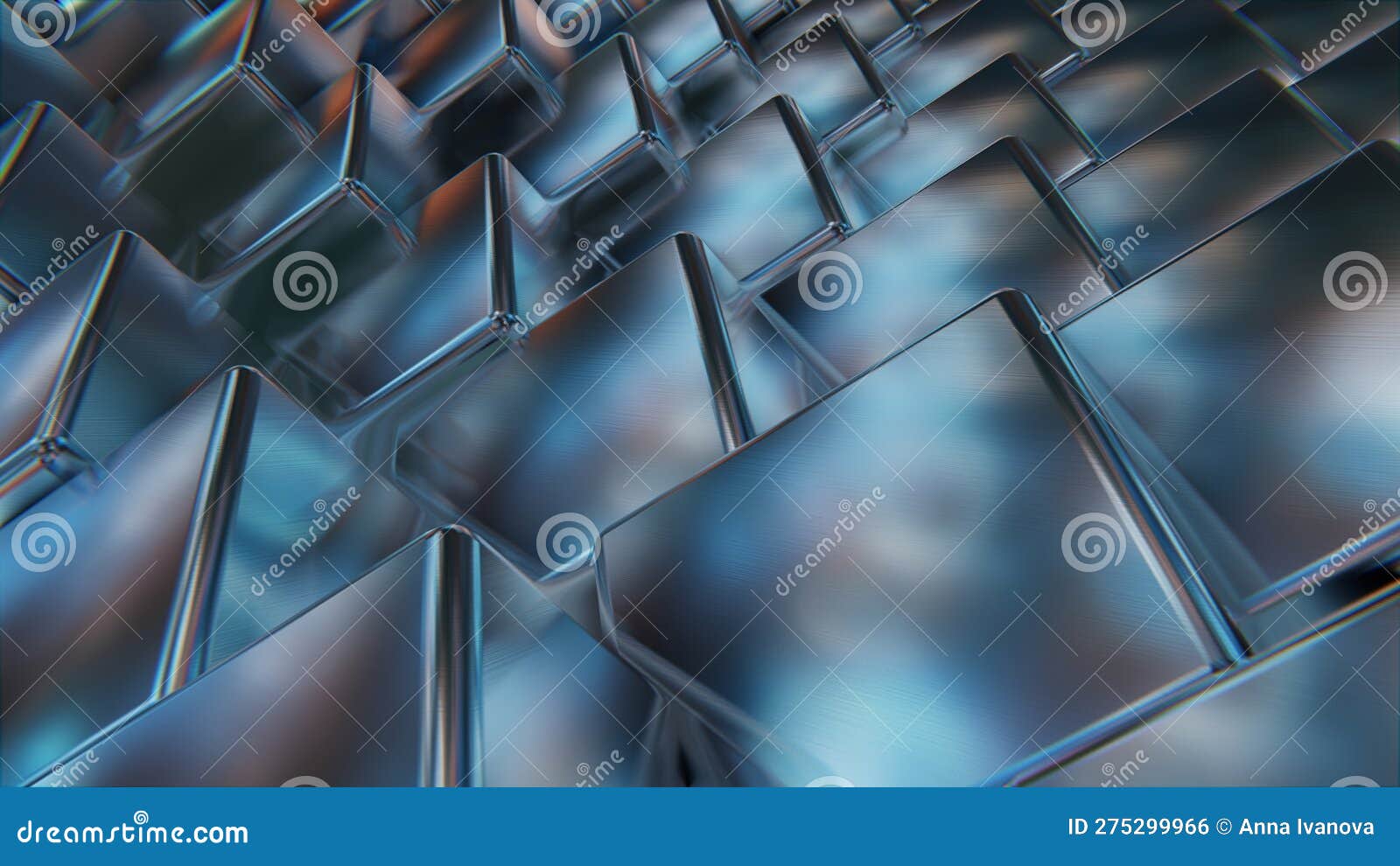Steel Shiny Blue Cubes, Abstract Symmetrical Background. 3d Render ...