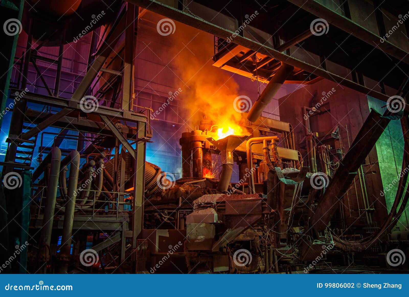 Steel-making workshop stock photo. Image of flowing, machinery - 99806002