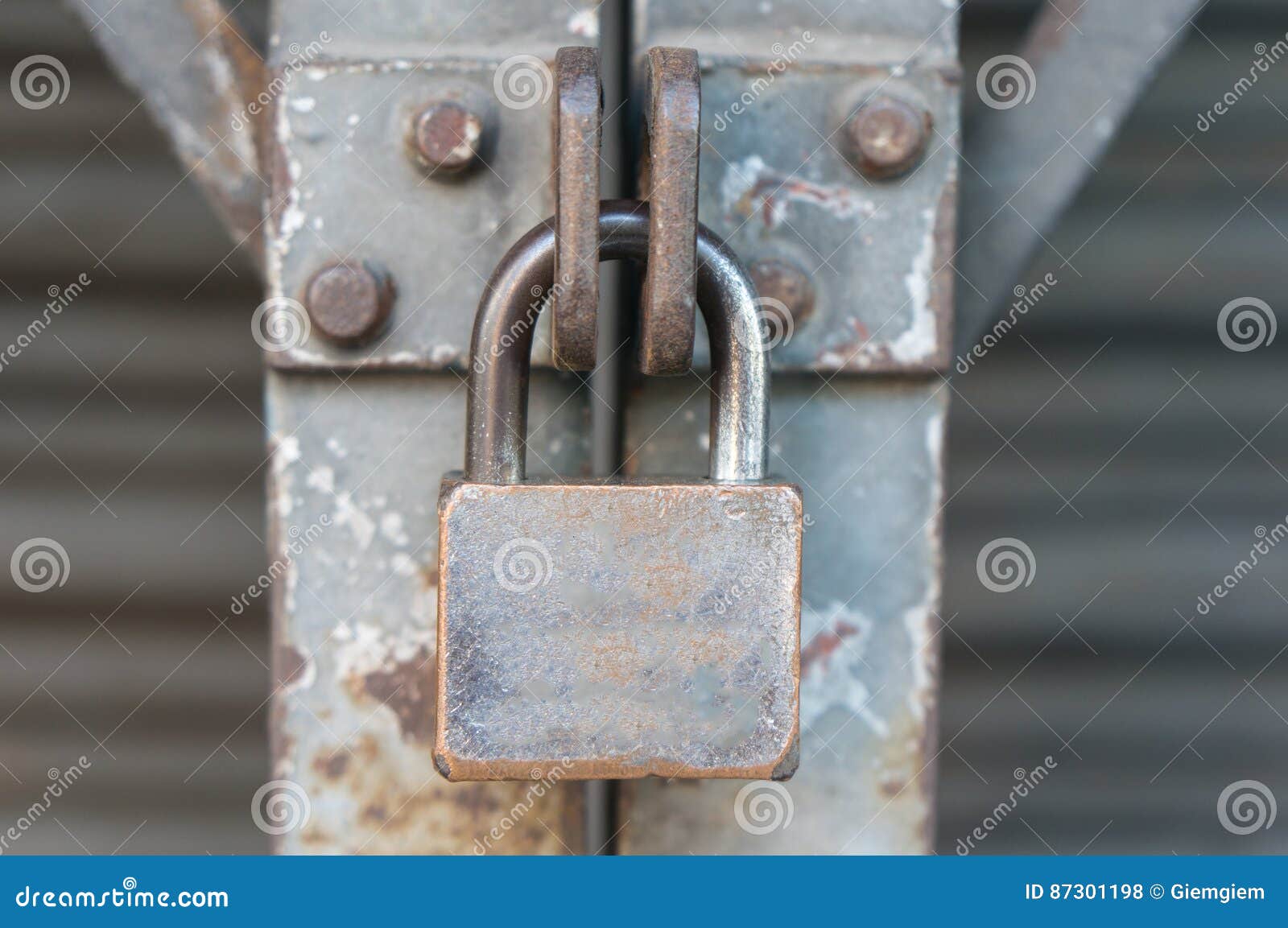 Steel Shutter Door with Master Key Locked Stock Photo - Image of ...
