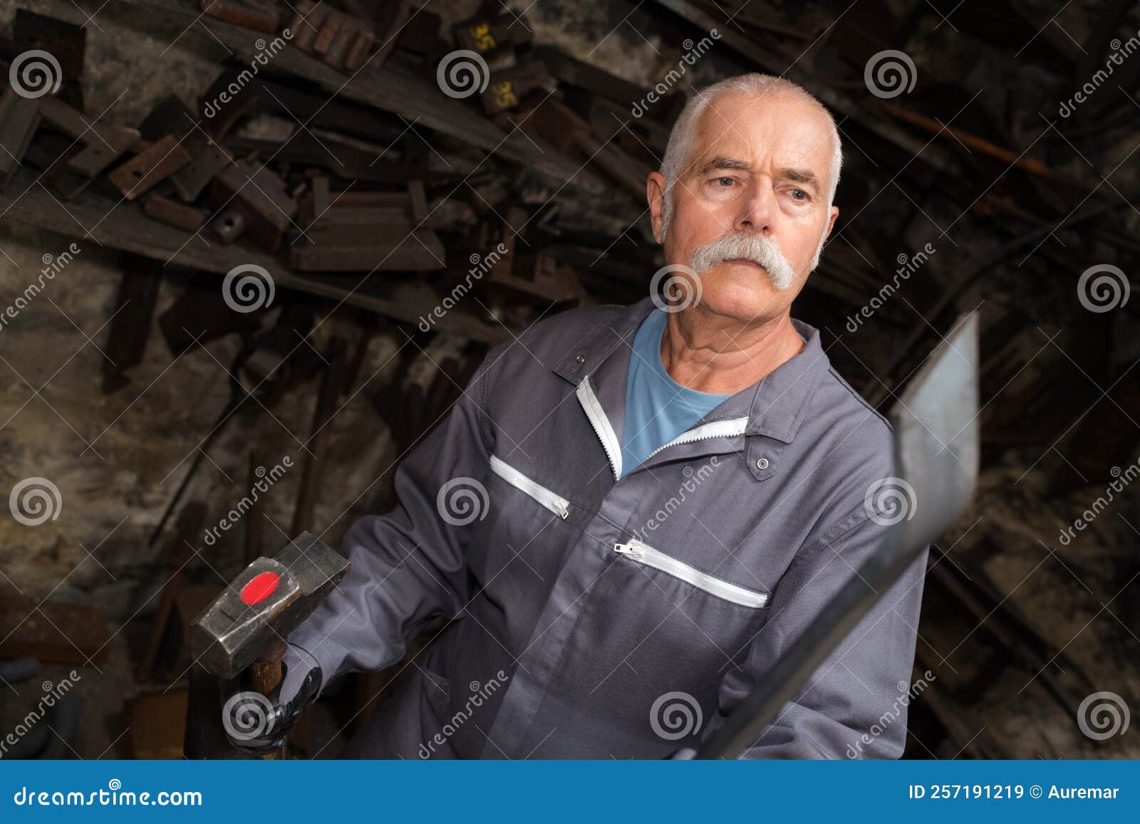 Steel Smith Inspecting Work Stock Image - Image of retro, concept ...