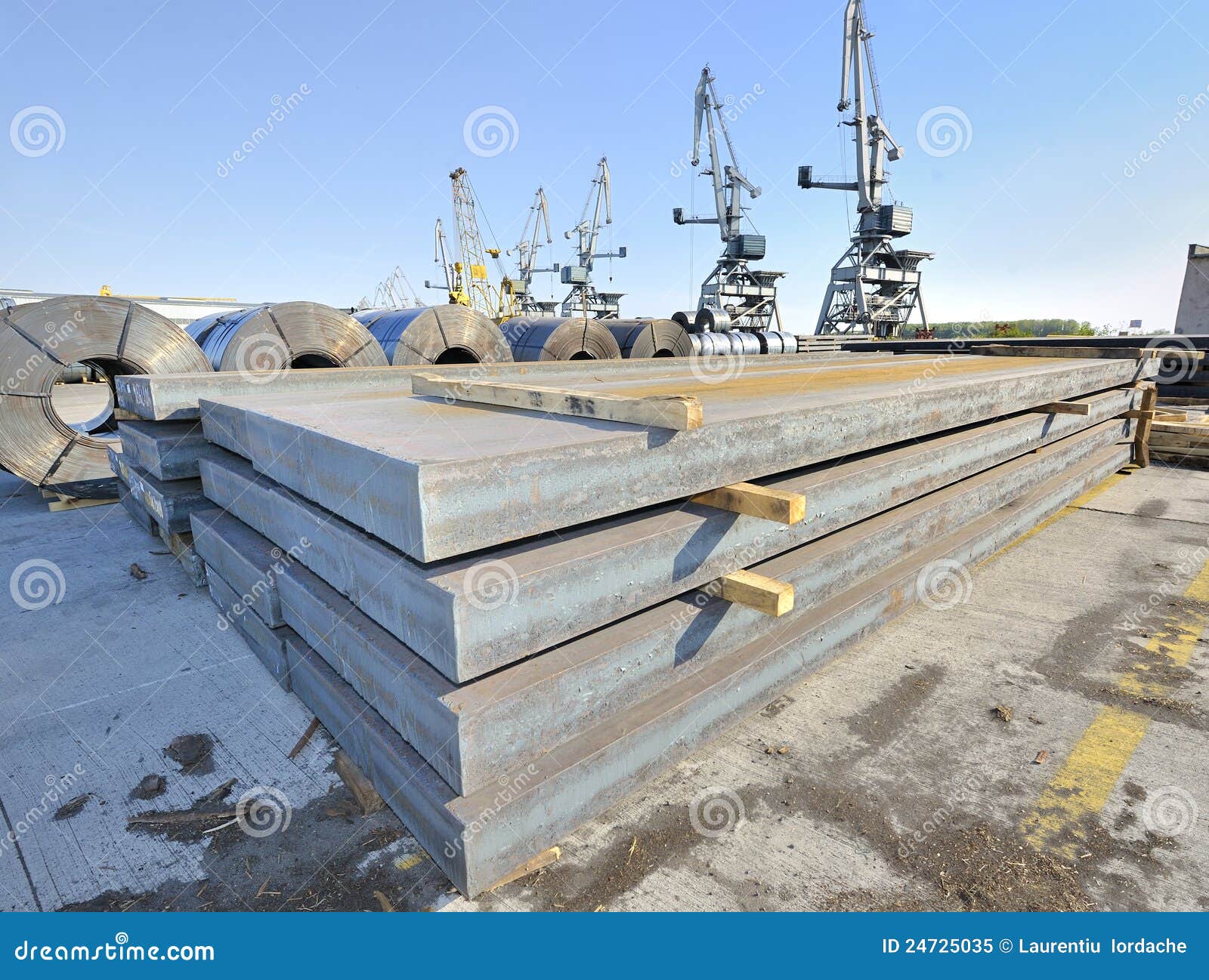 Steel stack in harbor stock image. Image of road, sheet - 24725035
