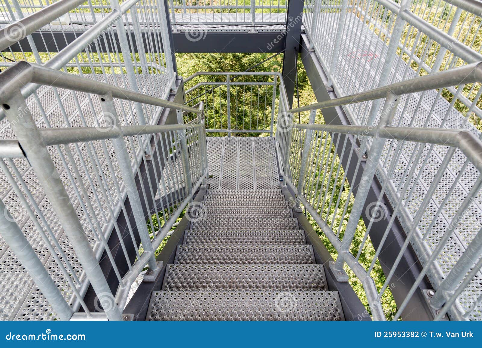Steel Staircase Leading To The Pedestrian Bridge. Royalty-Free Stock ...